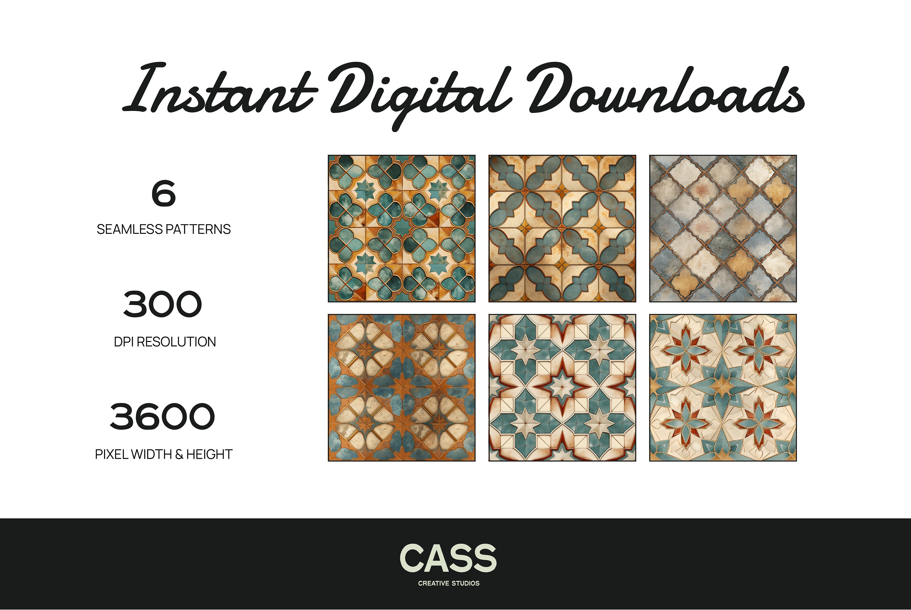 Tuscan Mosaic Seamless Digital Paper Pattern, Instant Download ...