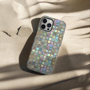 Iridescent Mosaic Tile Phone Case, Holographic Pattern, Trendy, iPhone ...