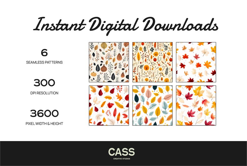 Fall Autumn Leaves Seamless Digital Paper, Fall Seasonal Pattern ...