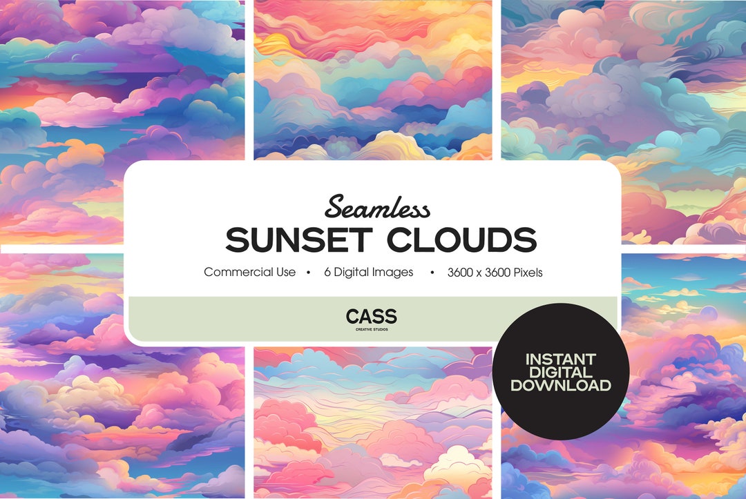 Sunset Clouds Seamless Digital Paper Pattern, Instant Download ...