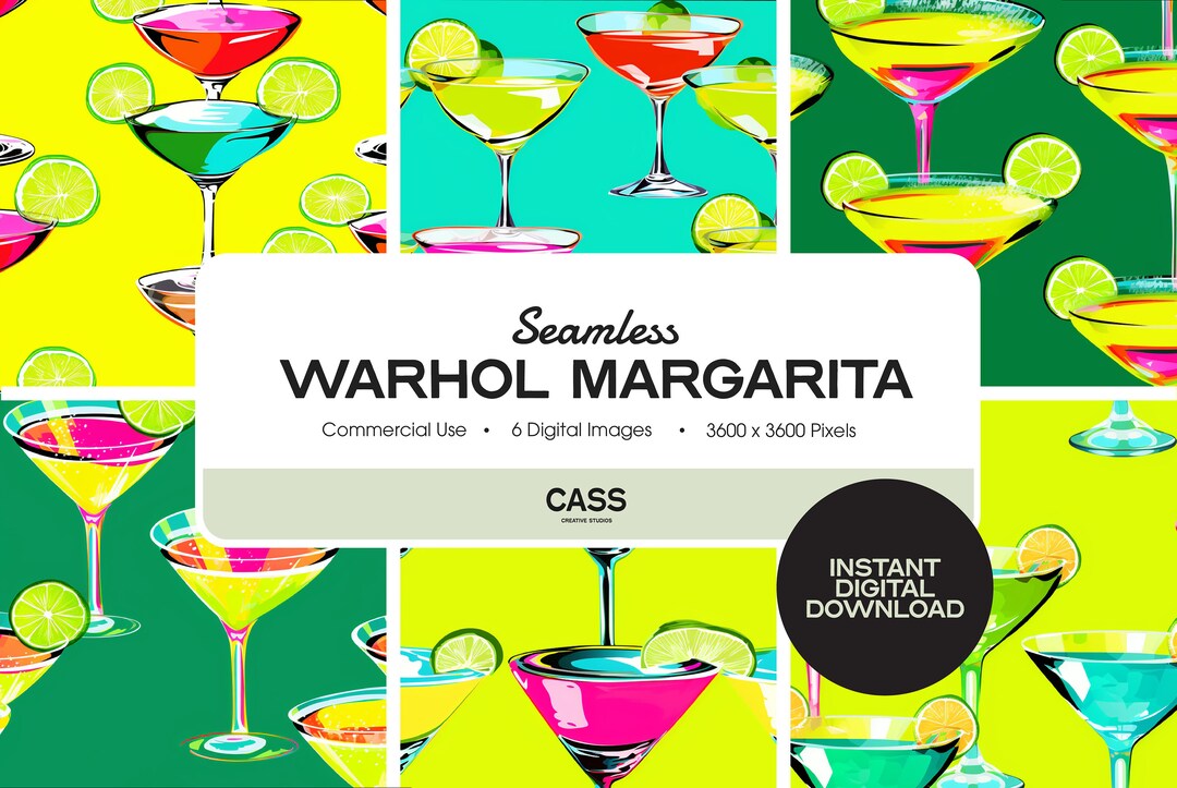 Vintage Warhol Margarita Seamless Digital Papers, Seamless Cocktail ...
