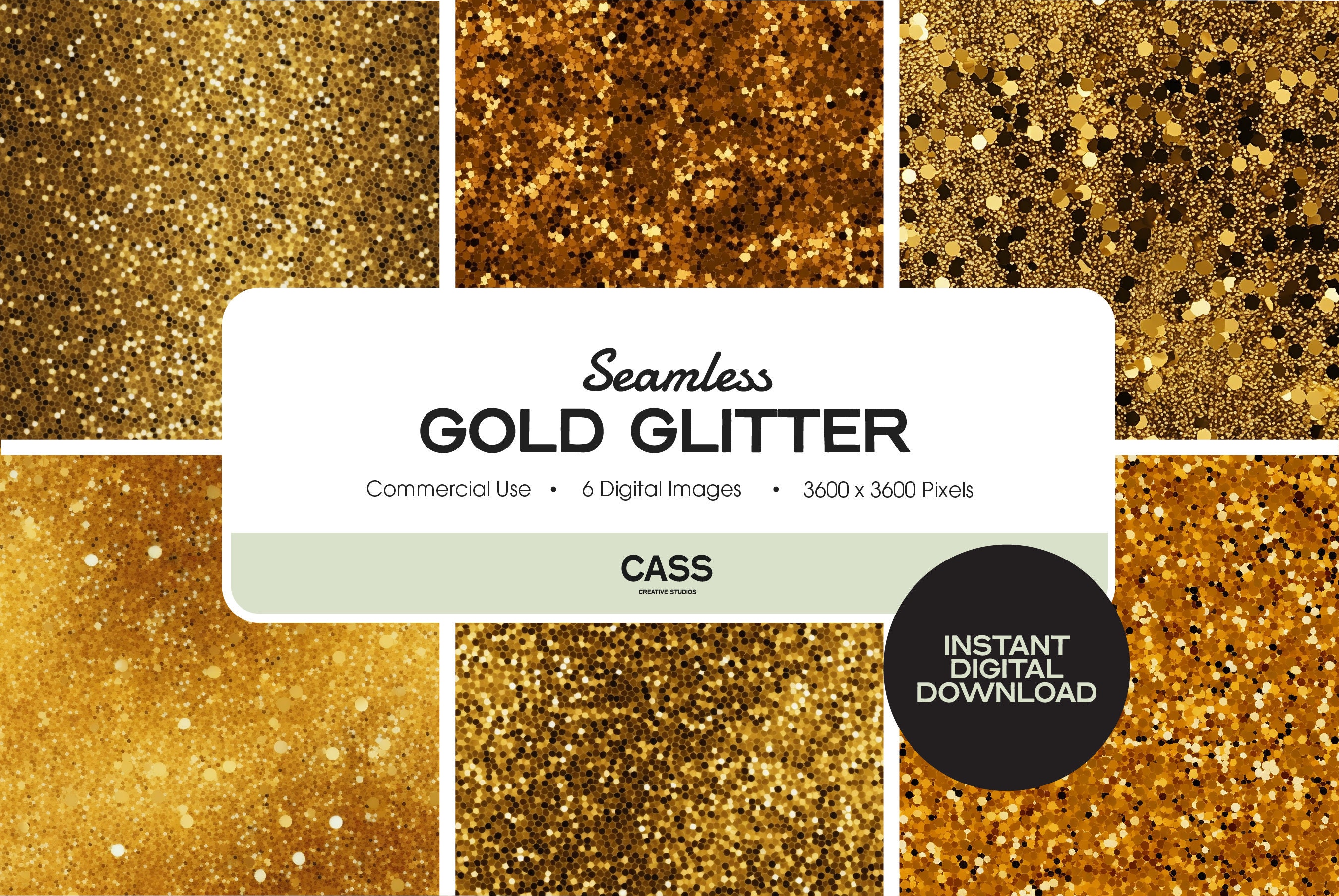 Gold Glitter Seamless Digital Paper, Instant Download, Commercial Use ...