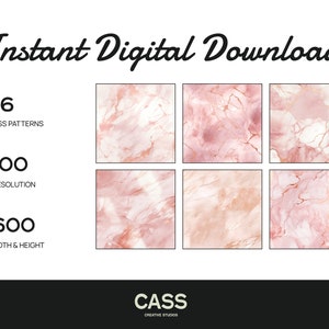 Rose Gold Marble Seamless Digital Paper, Textured Pattern, Instant ...