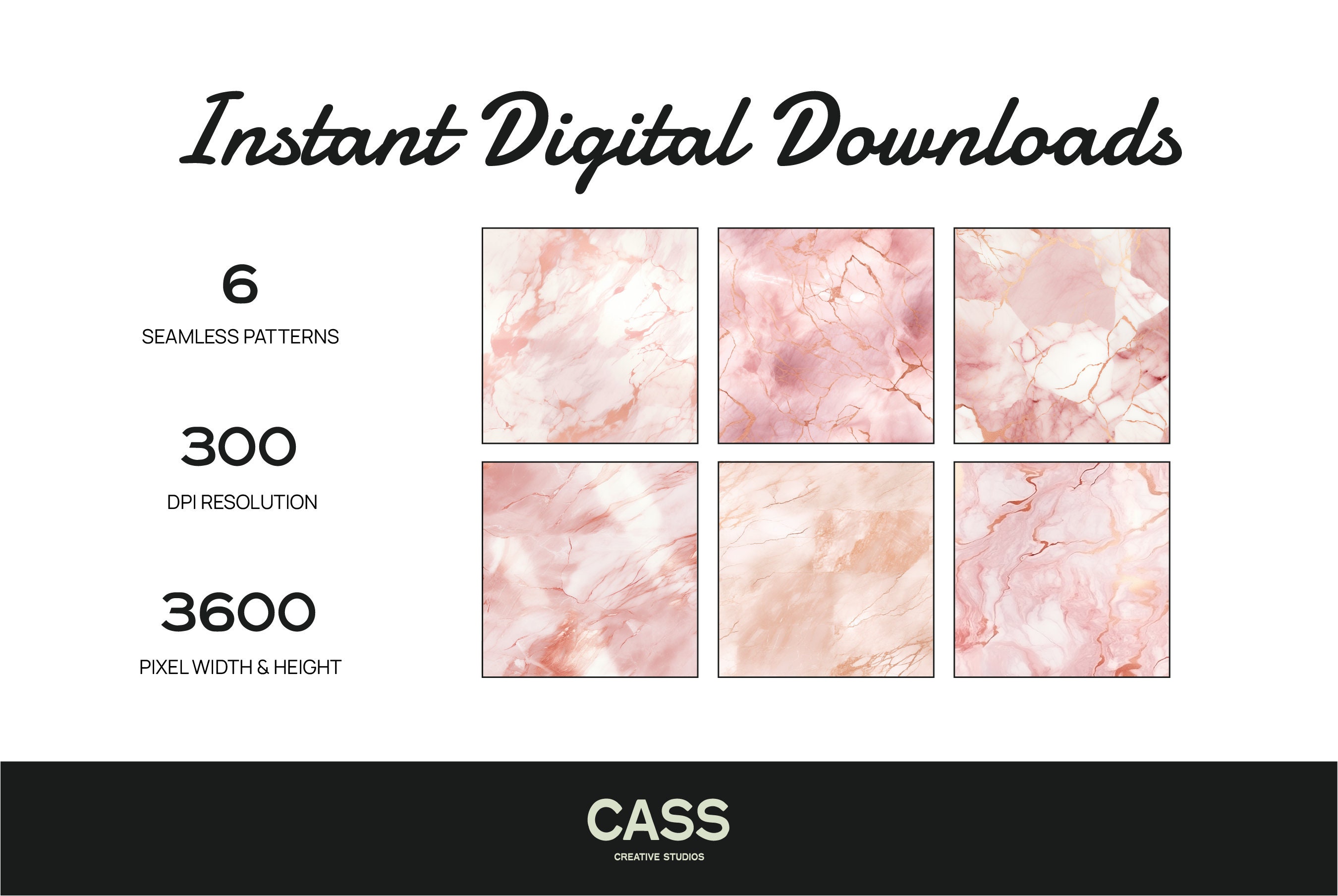 Rose Gold Marble Seamless Digital Paper, Textured Pattern, Instant ...