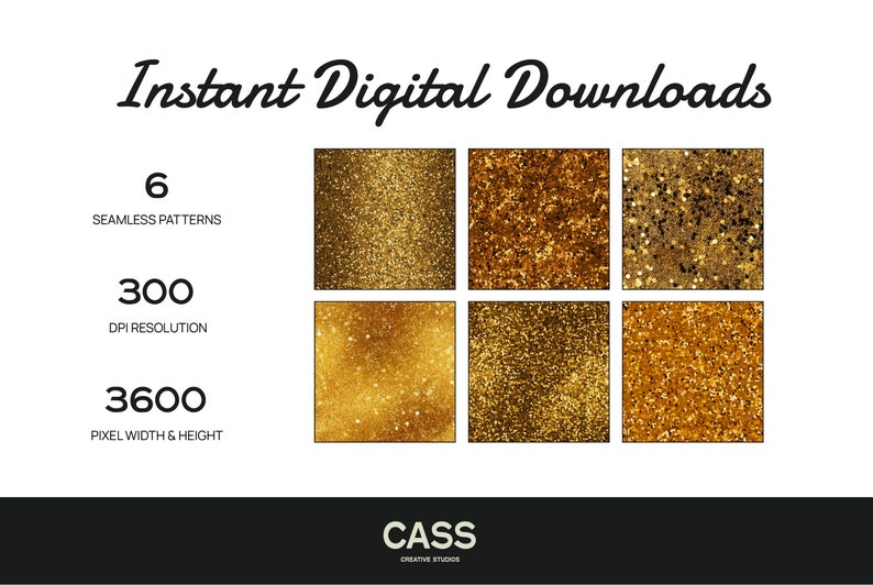 Gold Glitter Seamless Digital Paper, Instant Download, Commercial Use ...