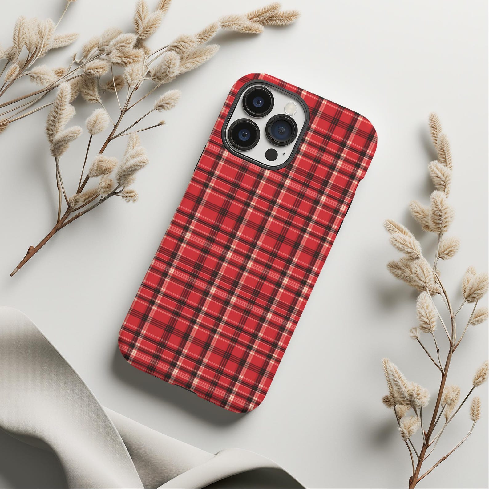 Plaid Red Winter Checkered Tartan Phone Case, Trendy Phone Case, iPhone ...