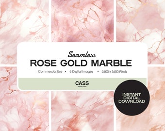 Rose Gold Marble Digital Paper, Seamless Marble Textures With Gold Foil ...