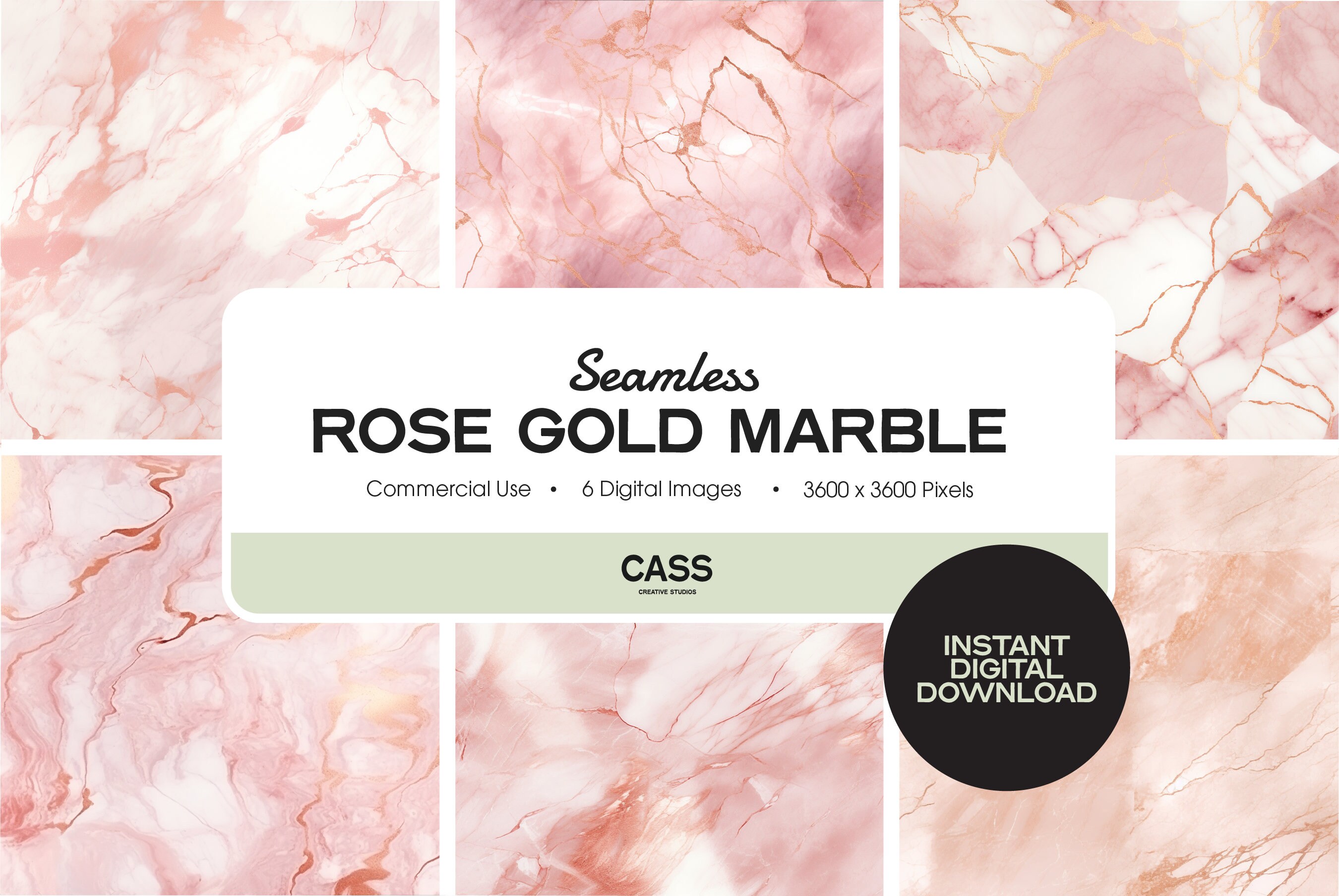 Rose Gold Marble Seamless Digital Paper, Textured Pattern, Instant ...