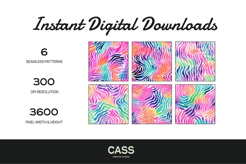 Watercolor Zebra Seamless Digital Papers, Animal Print Pattern, Instant ...