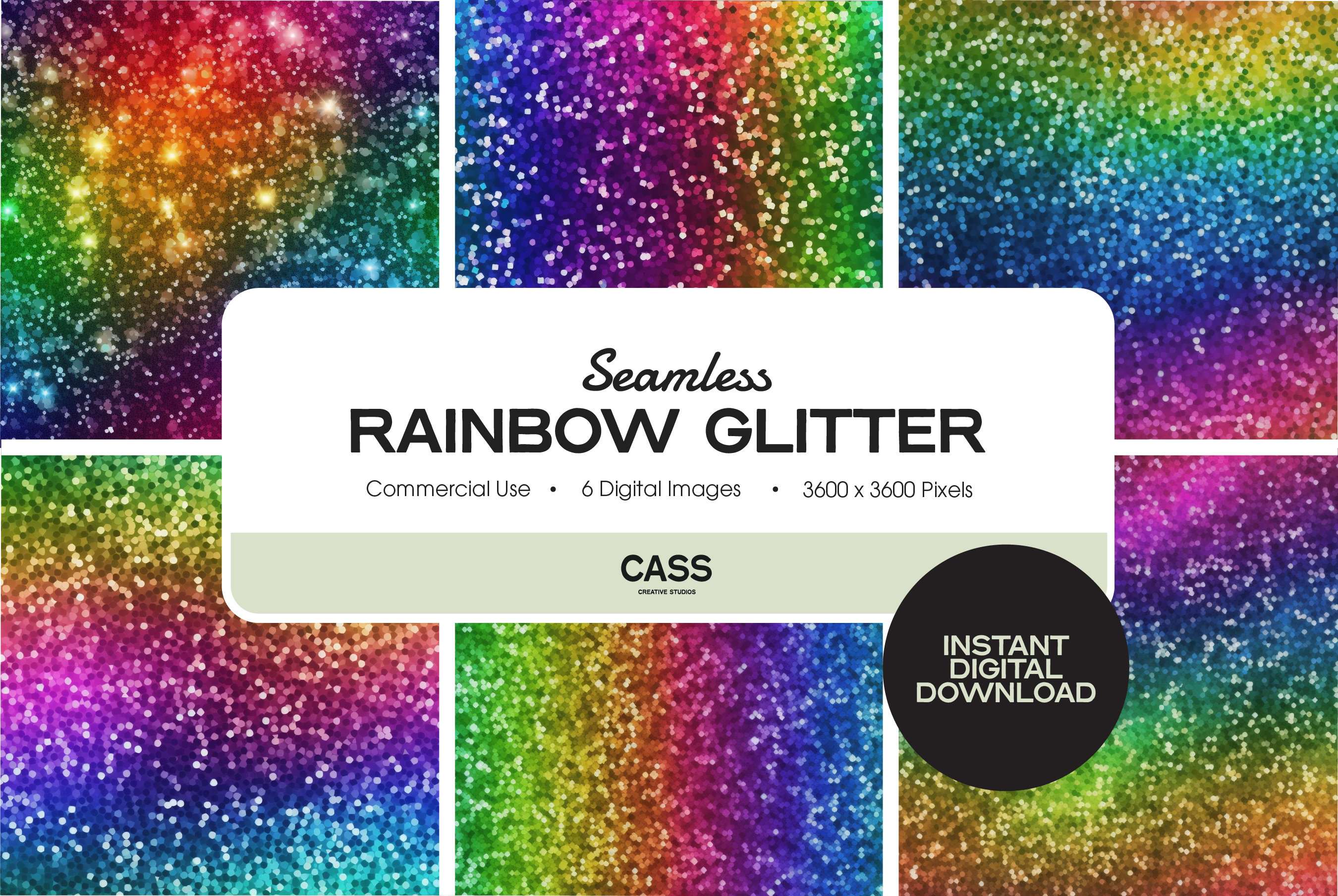 Rainbow Glitter Seamless Digital Paper, Sparkle Pattern, Instant ...