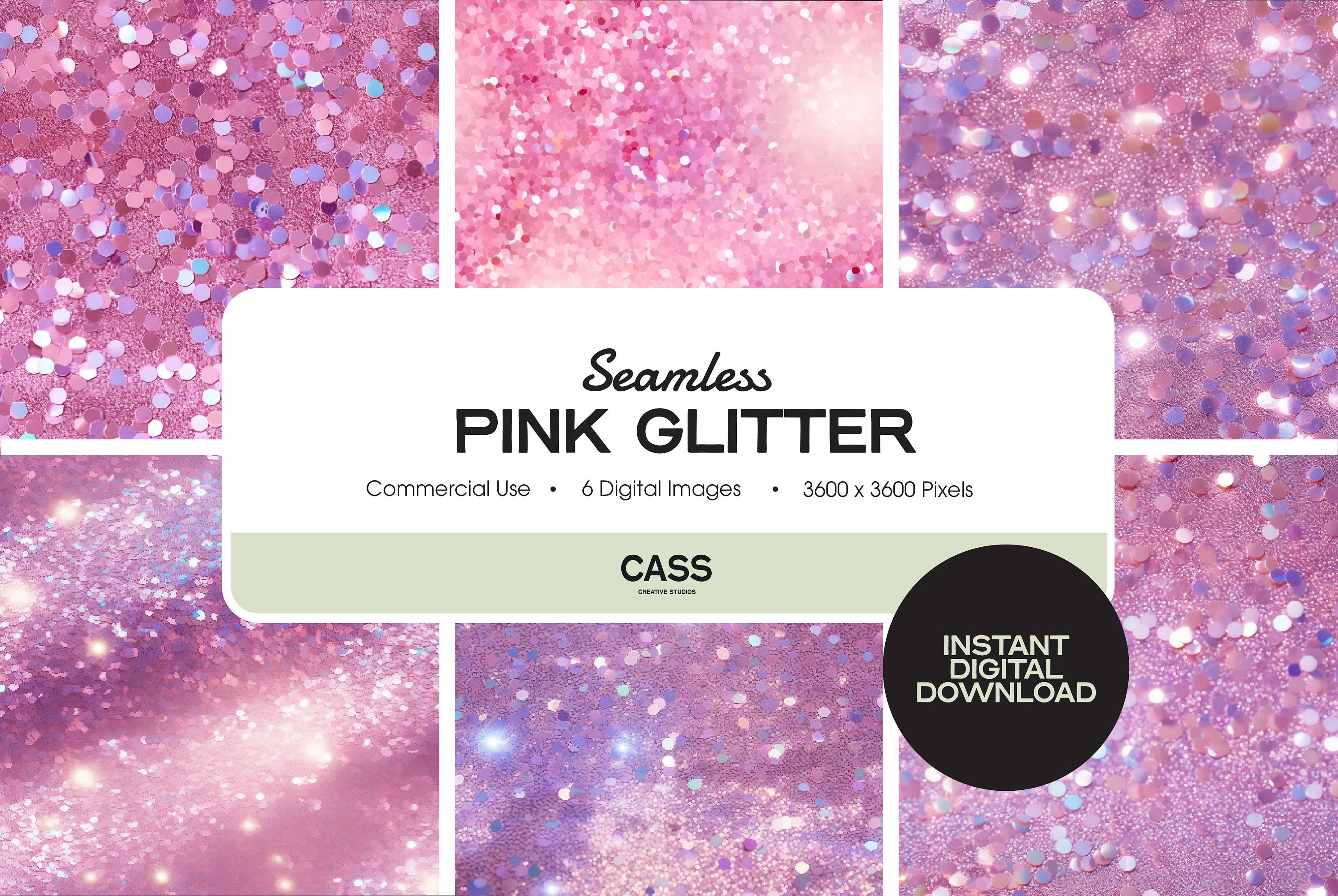 Holographic Pink Glitter Seamless Digital Papers, Textured Pattern ...