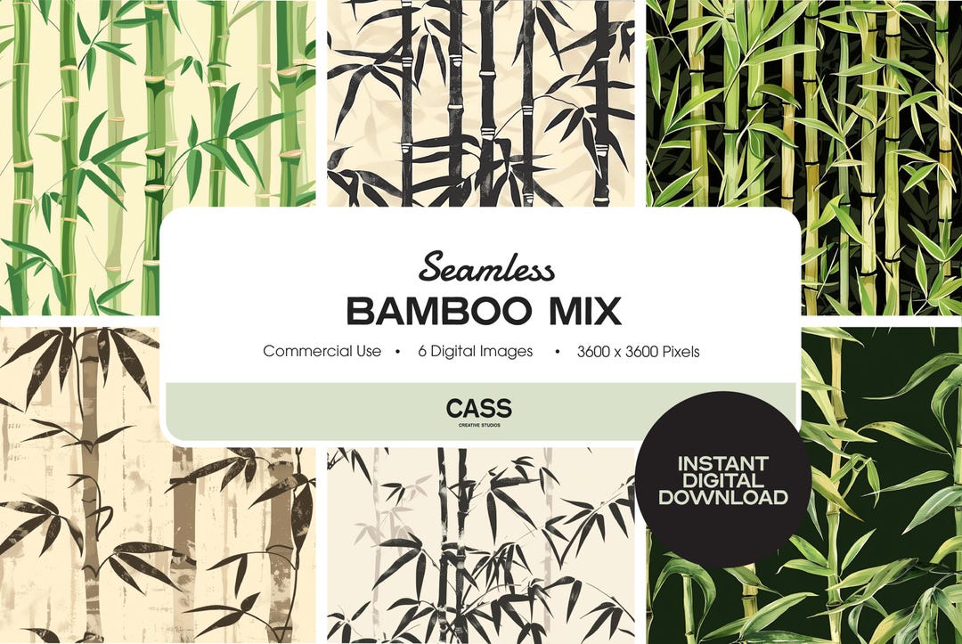 Bamboo Mix Seamless Digital Papers, Digital Pattern, Instant Download ...
