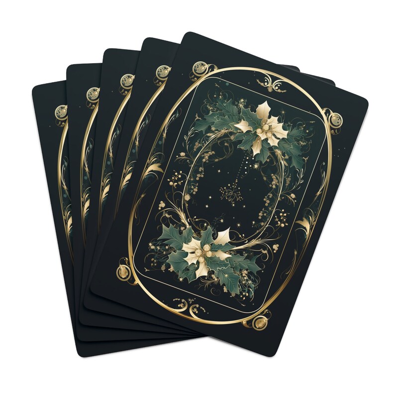Festive Unique Playing Cards Elegant Holiday Deck With Gold - Etsy