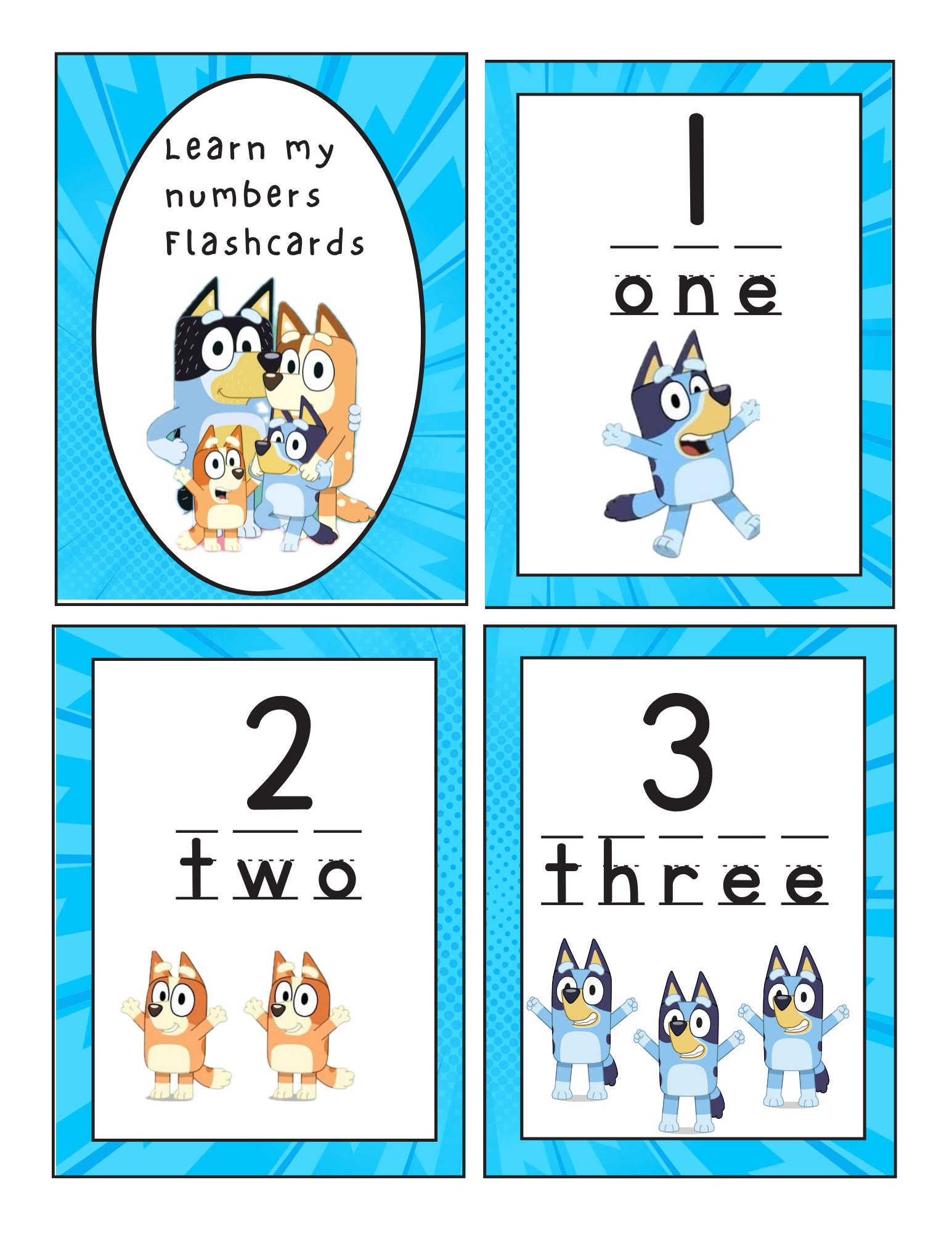 Printable Bluey Alphabet Matching Game & Printable Bluey Numbers 1-10 ...