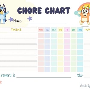Printable Bluey Chore & Reward Chart. Includes 3 Different Options ...