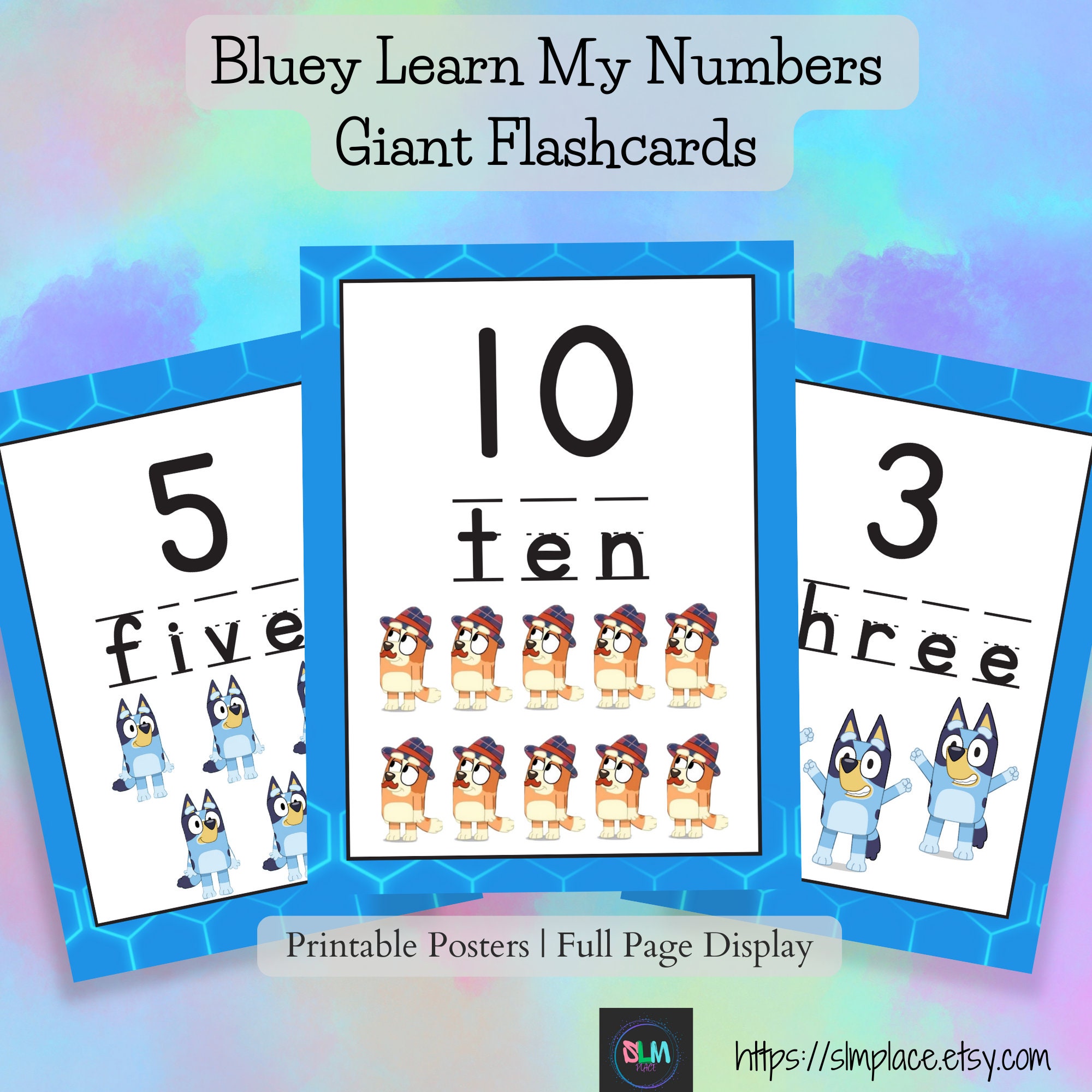 Printable Bluey Giant Number Flashcards, Whole Page Display Number 1-10 ...