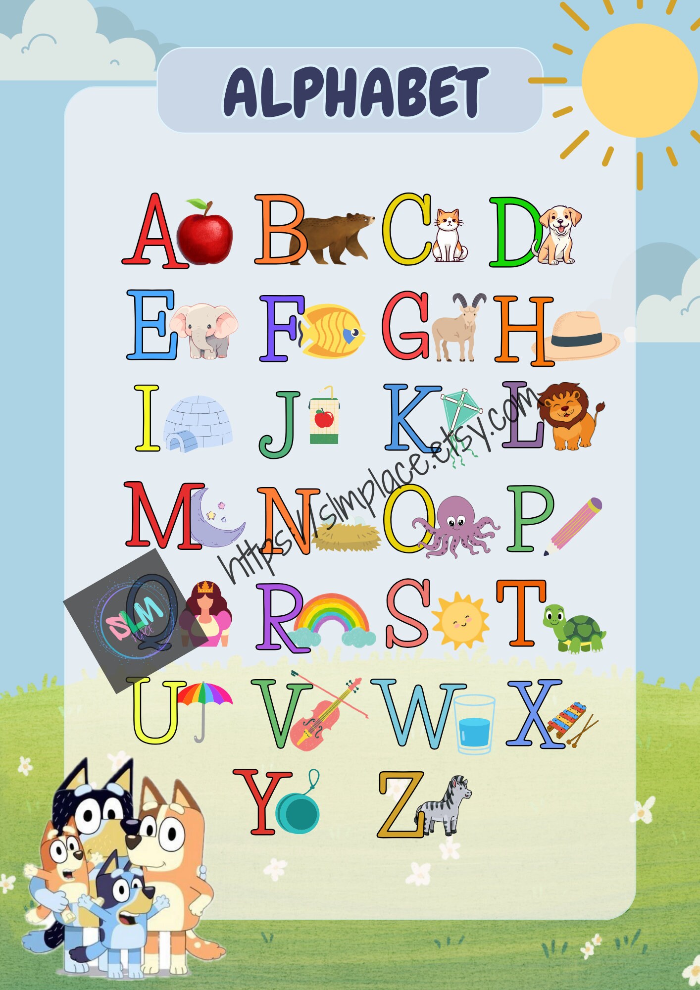 Printable Bluey Preschool Learning Posters, Preschool Learning Chart ...