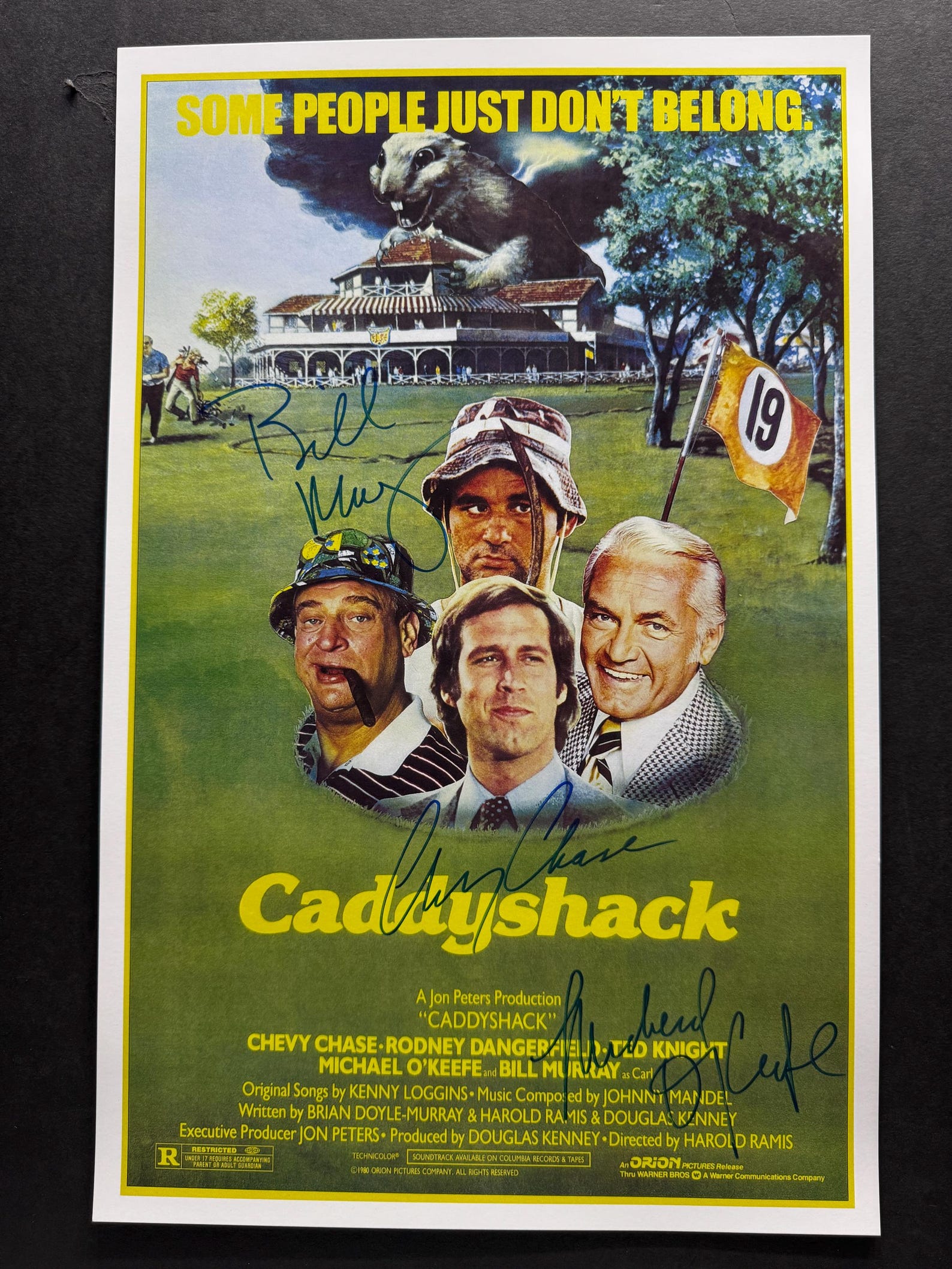 CADDYSHACK Signed Movie Poster by 3 Castmembers - COA Authenticated ...