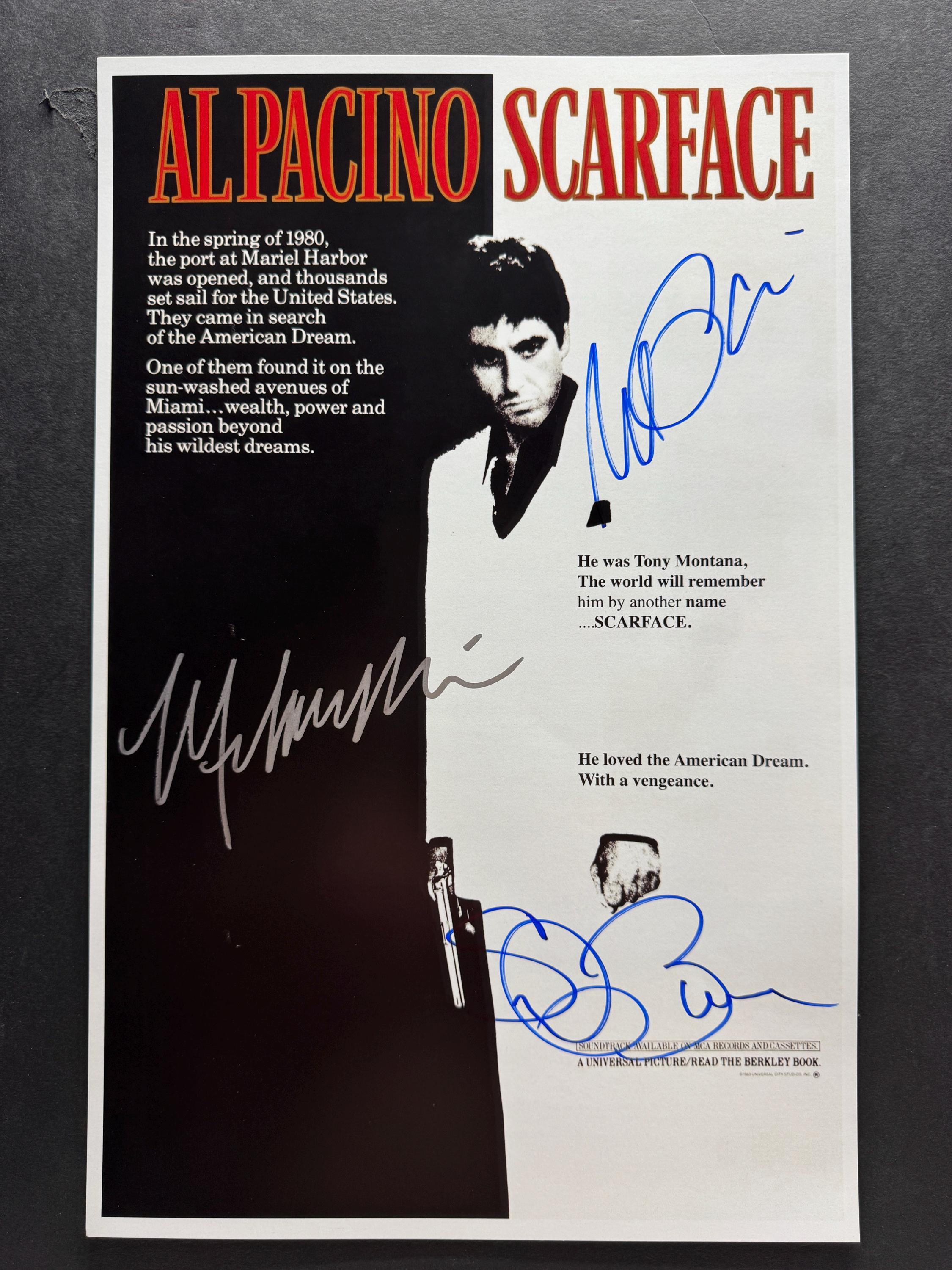 SCARFACE Movie Poster Signed by 3 Castmembers COA Authenticated Secure ...