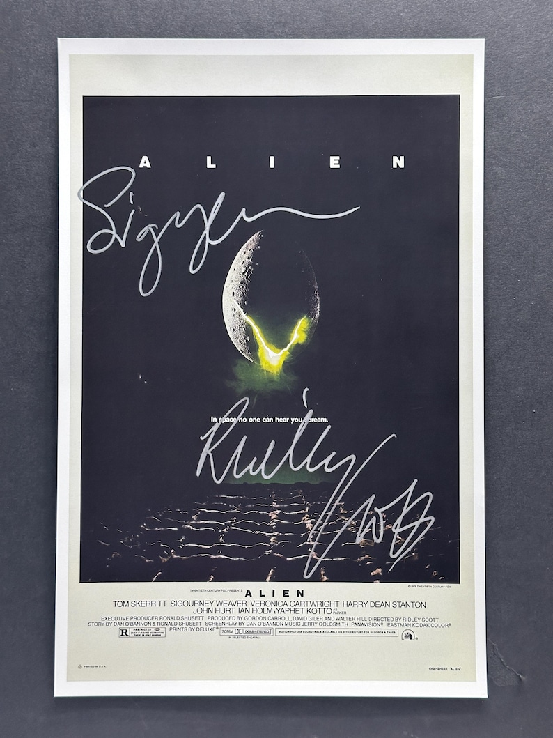 ALIEN Movie Poster Signed by Sigourney Weaver and Ridley Scott - COA ...