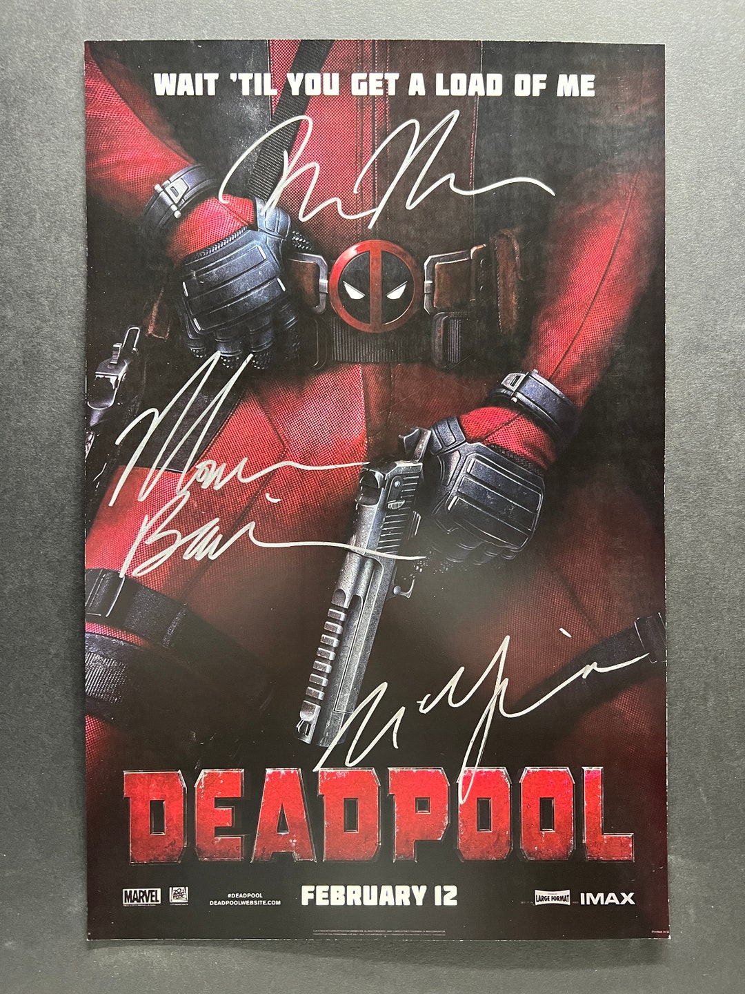 DEADPOOL Signed Movie Poster by 3 Castmembers COA Authenticated Secure ...