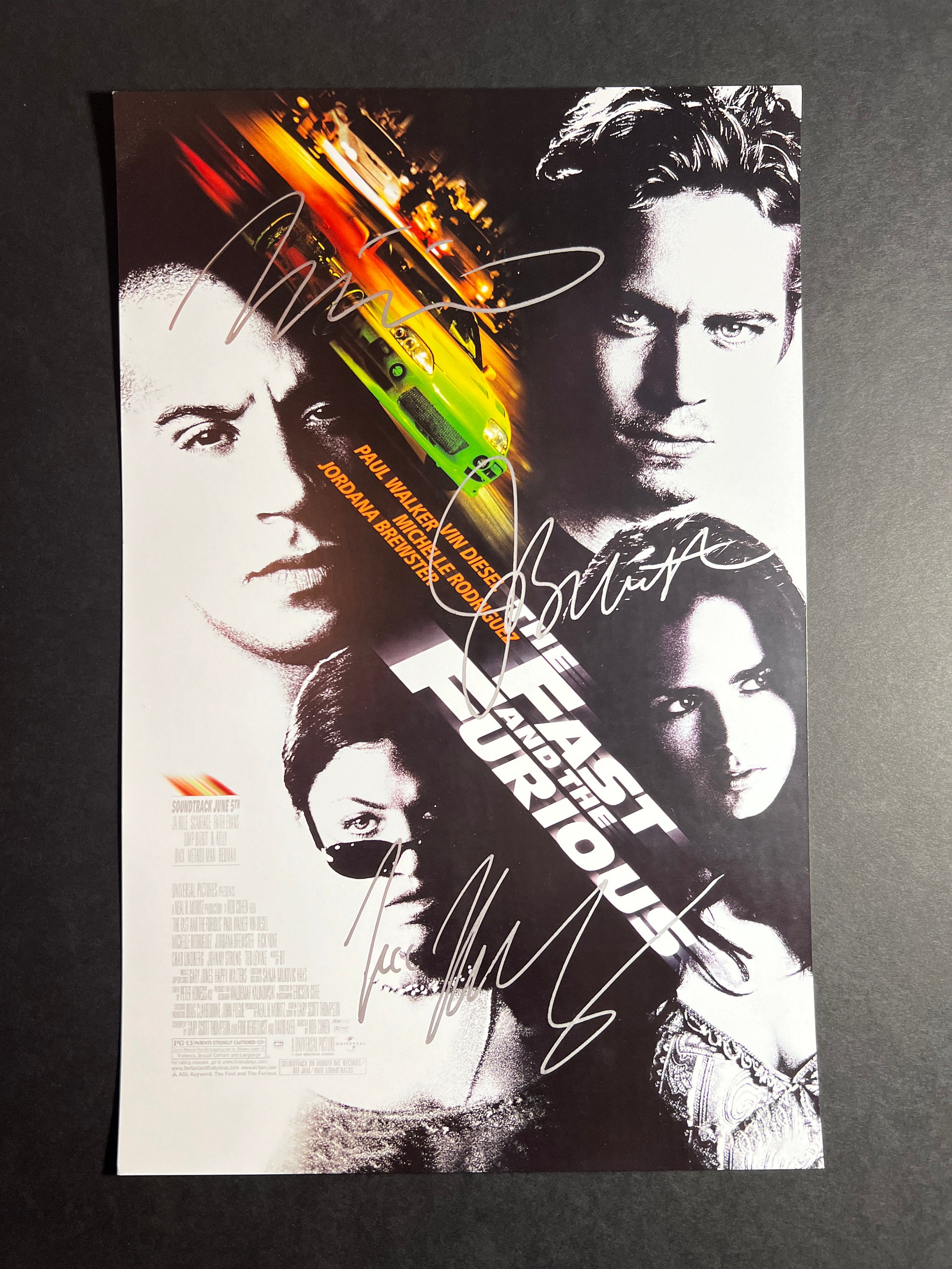 The FAST and the FURIOUS Movie Poster Signed by 3 Castmembers COA ...