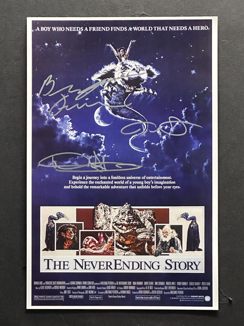 The NEVERENDING STORY Movie Poster Signed by Barret Oliver, Tami ...