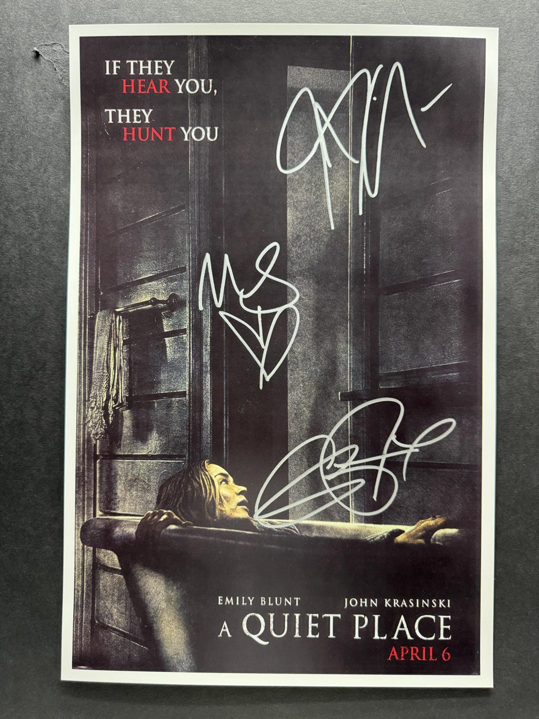 A QUIET PLACE Movie Poster Signed by John Krasinski, Emily Blunt, and ...