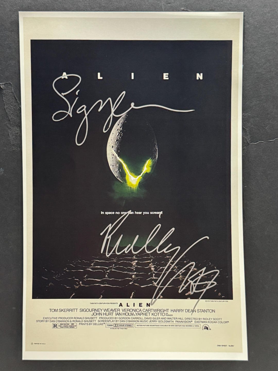 ALIEN Movie Poster Signed by Sigourney Weaver and Ridley Scott - COA ...