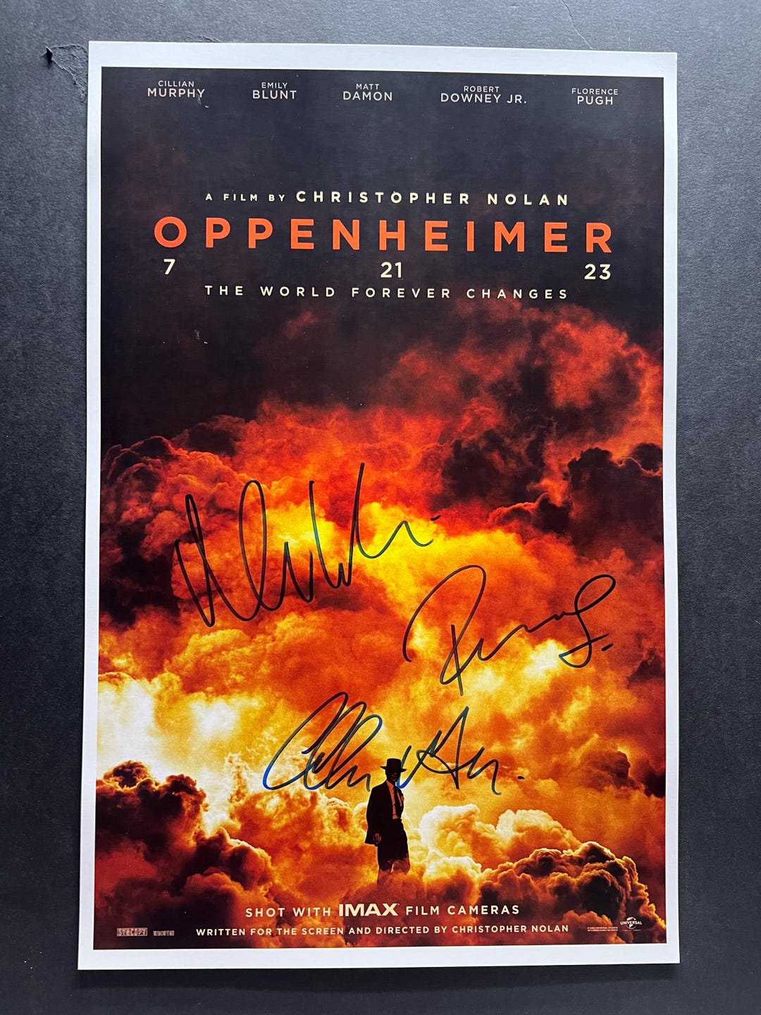 OPPENHEIMER Movie Poster Signed by 3 Castmembers - COA Authenticated ...