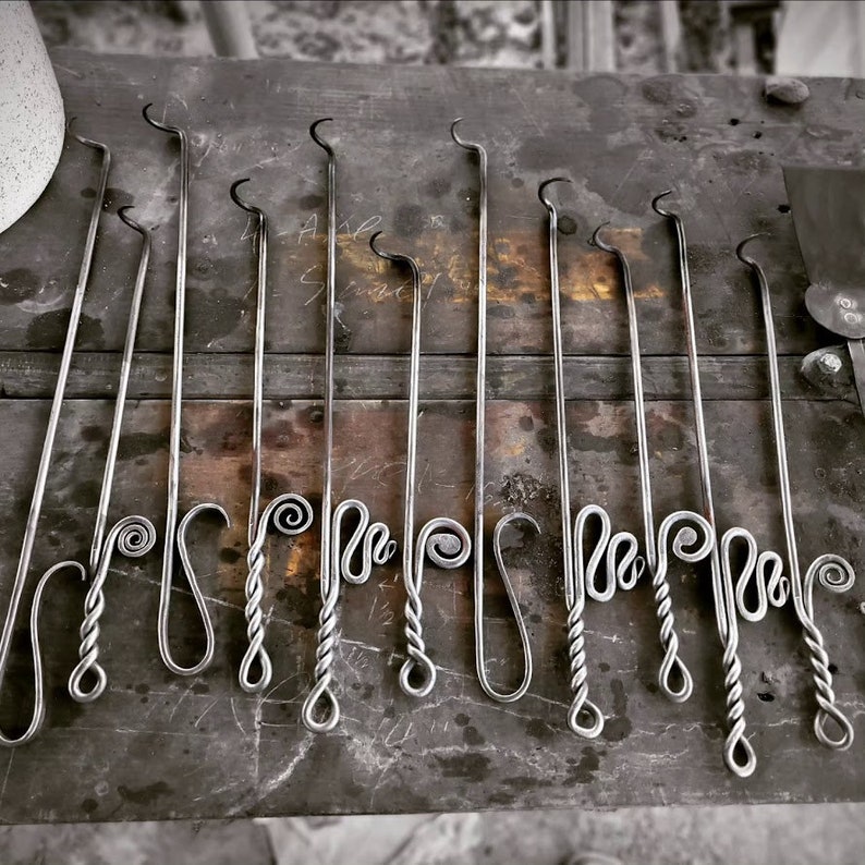 Hand Forged Steel Steak Turner: Grill & Stove Meat Hook - Etsy