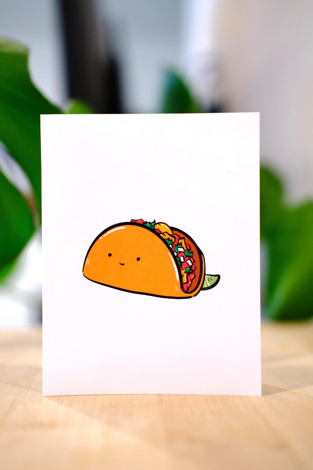 Taco Greeting Card - Blank Card, Handmade Card, Cute, Food, Foodie - Etsy