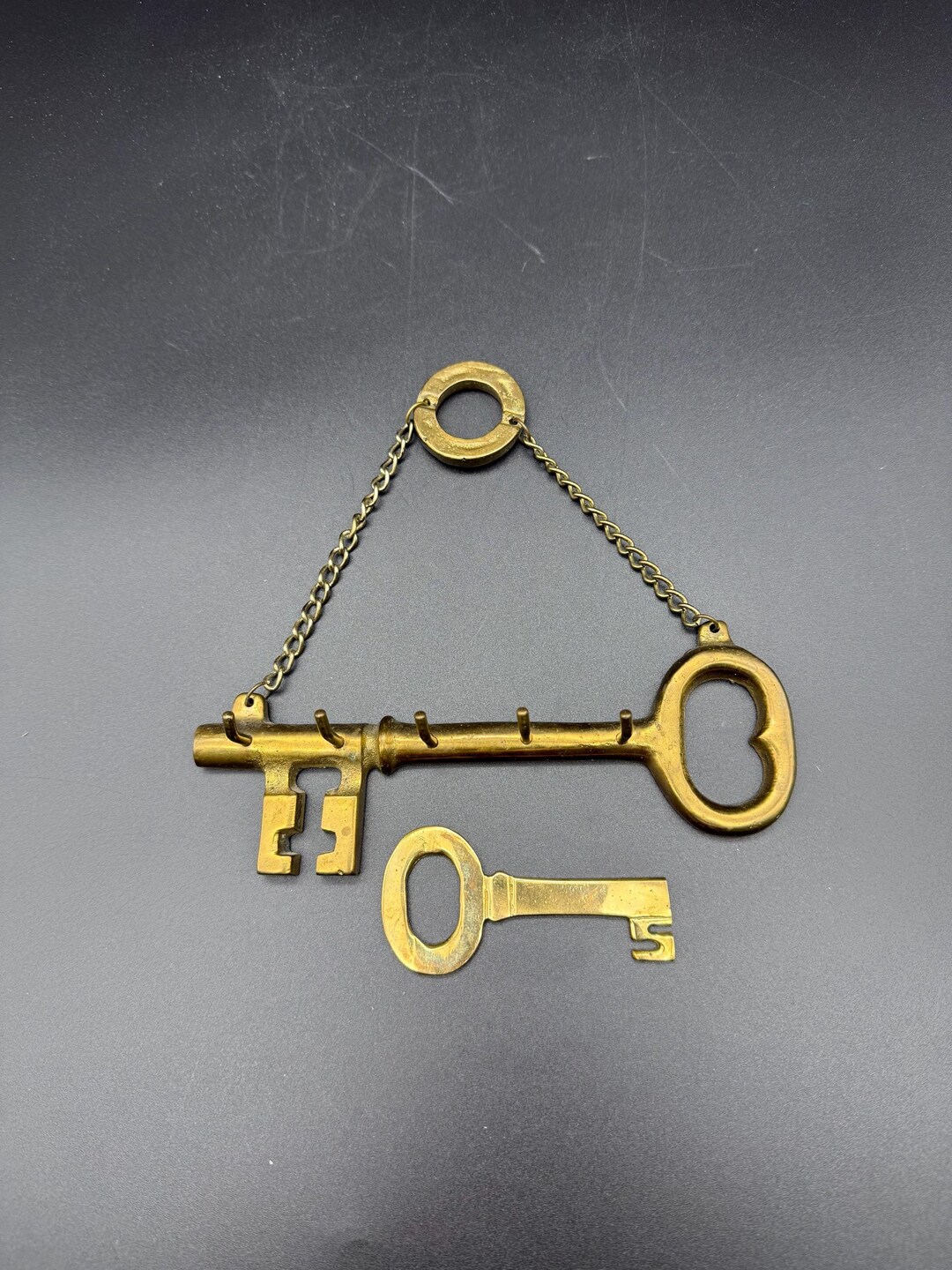 Brass Key Holder With Skeleton Key: Retro Wall Decor - Etsy