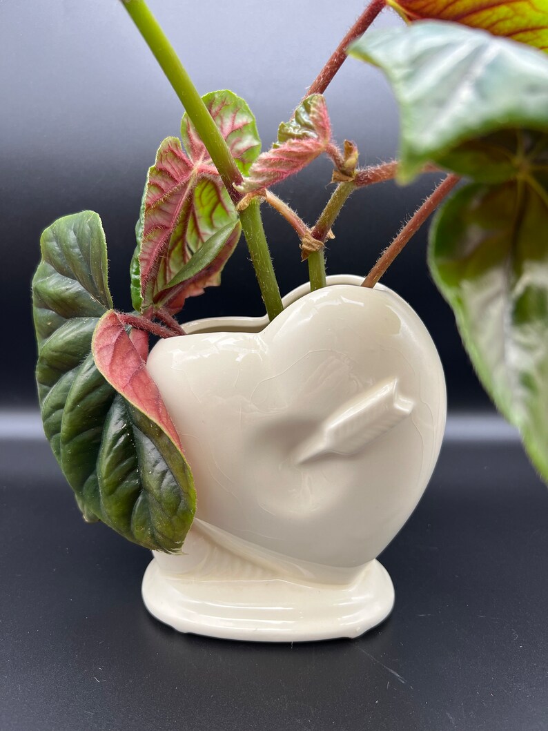 Art Deco MCM Porcelain Ivory Heart Planter or Vase With Cupid's Arrow ...