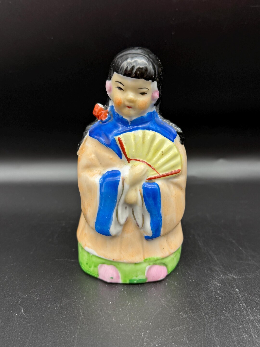 Asian Child Bell - Vintage Hand Painted Ceramic Japanese Figurine - Etsy