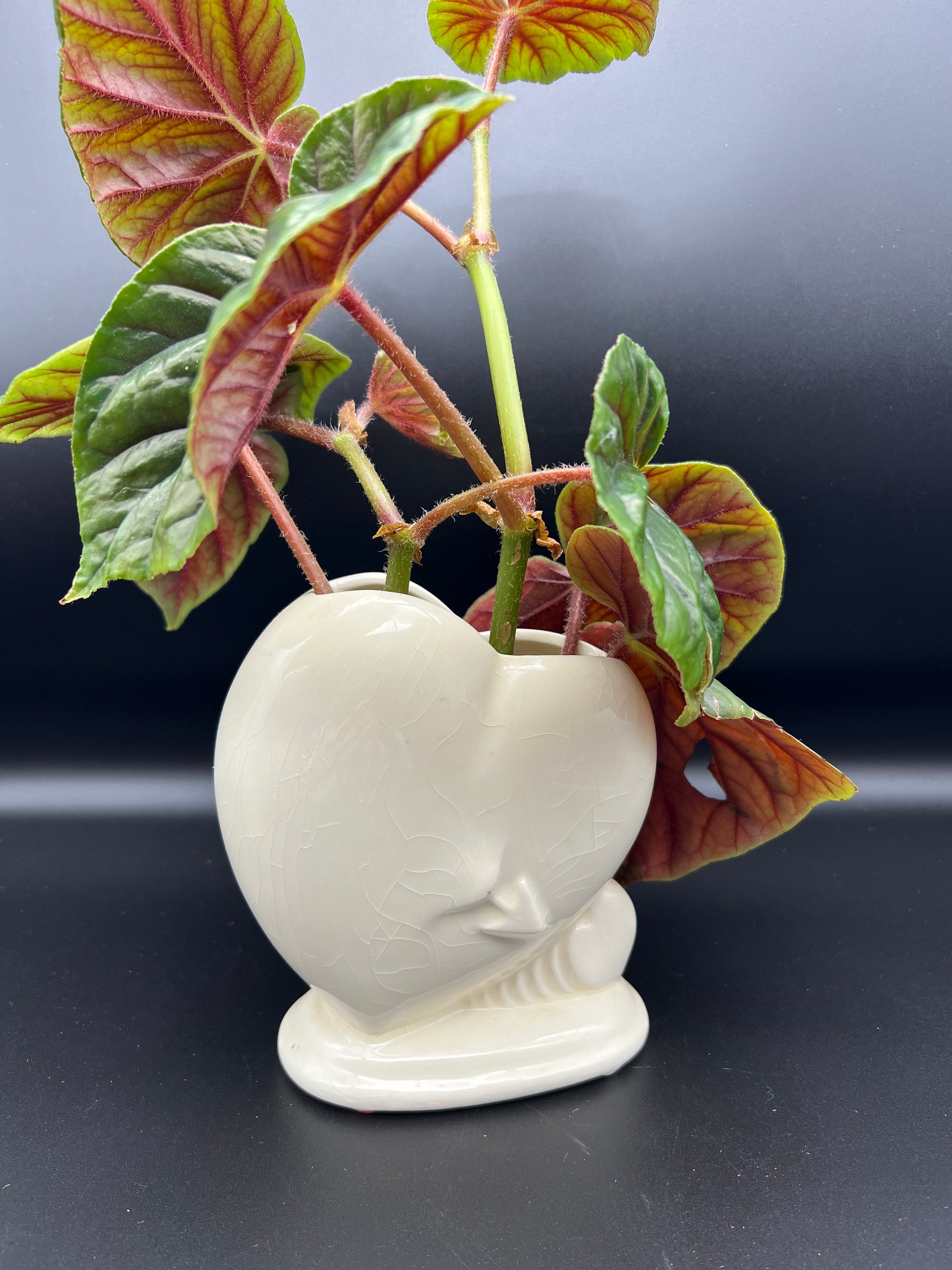 Art Deco MCM Porcelain Ivory Heart Planter or Vase With Cupid's Arrow ...