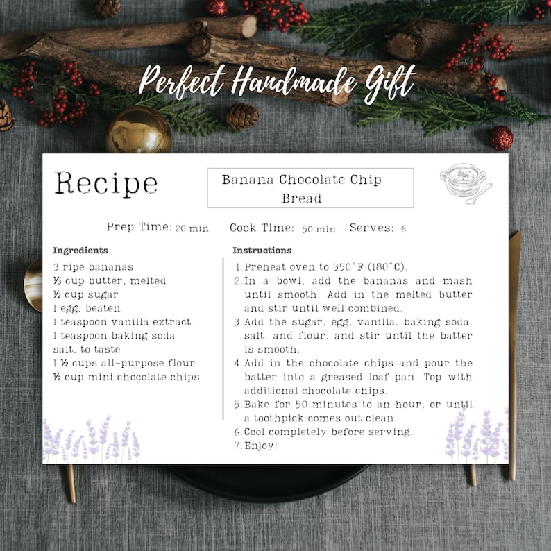 Fully Editable OR Printable Vintage Recipe Cards 6x4 Elegant Recipe ...