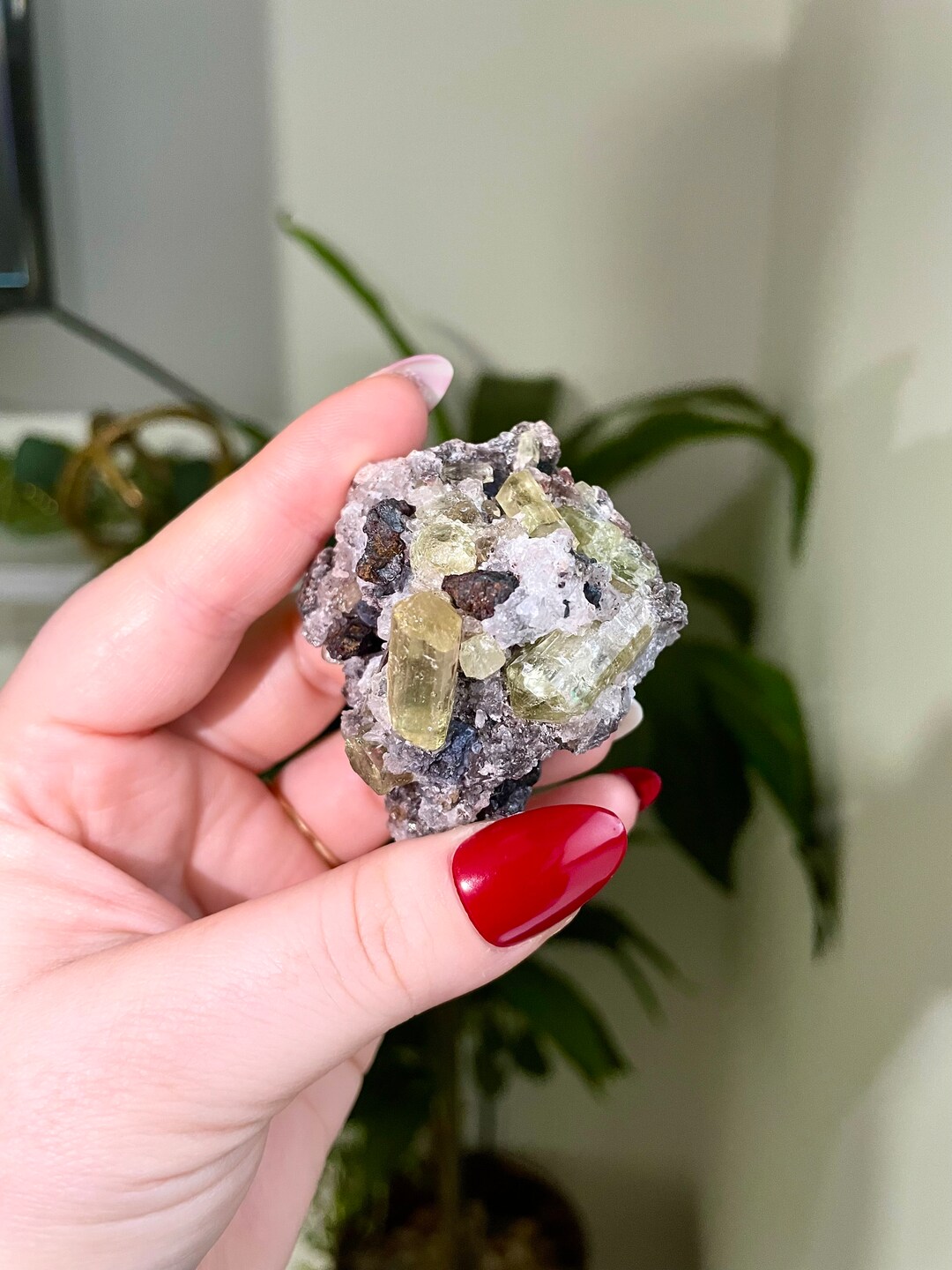 Gemmy Lime Green Apatite in Matrix - Etsy