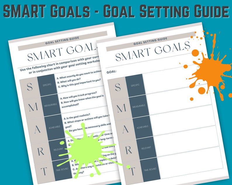 SMART Goals Goal Setting Guide Goal Setting Printable Goals Worksheet ...