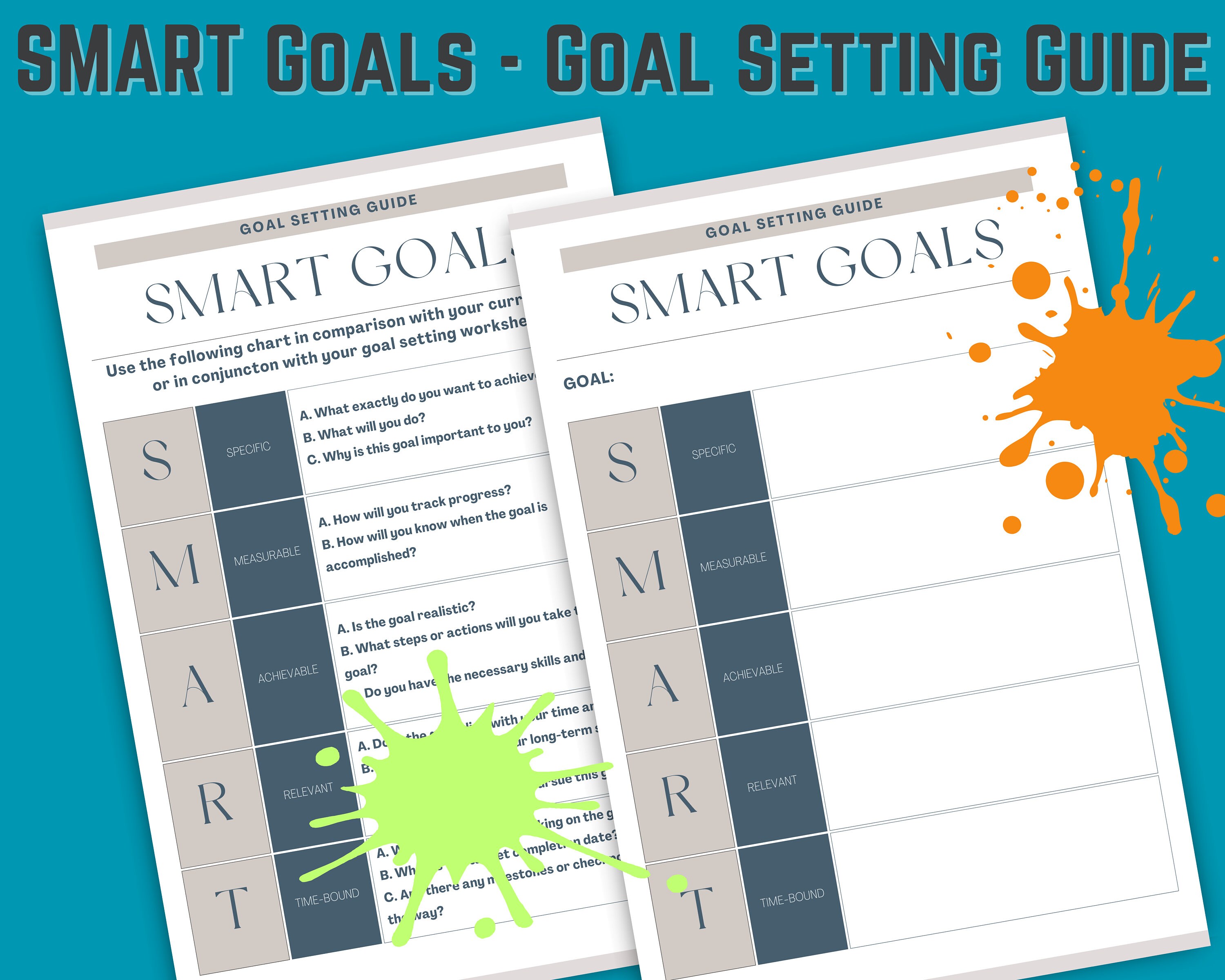 SMART Goals Goal Setting Guide Goal Setting Printable Goals Worksheet ...