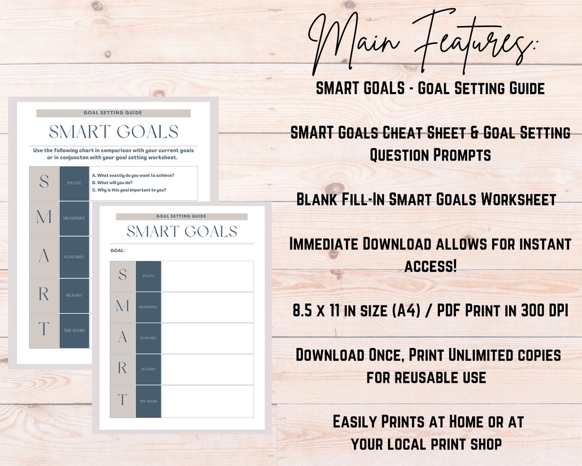 SMART Goals Goal Setting Guide Goal Setting Printable Goals Worksheet ...