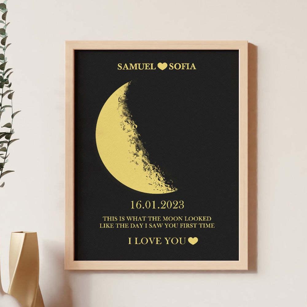 Personalized Moon Phase Wooden Frame - Customizable With Names, Dates ...