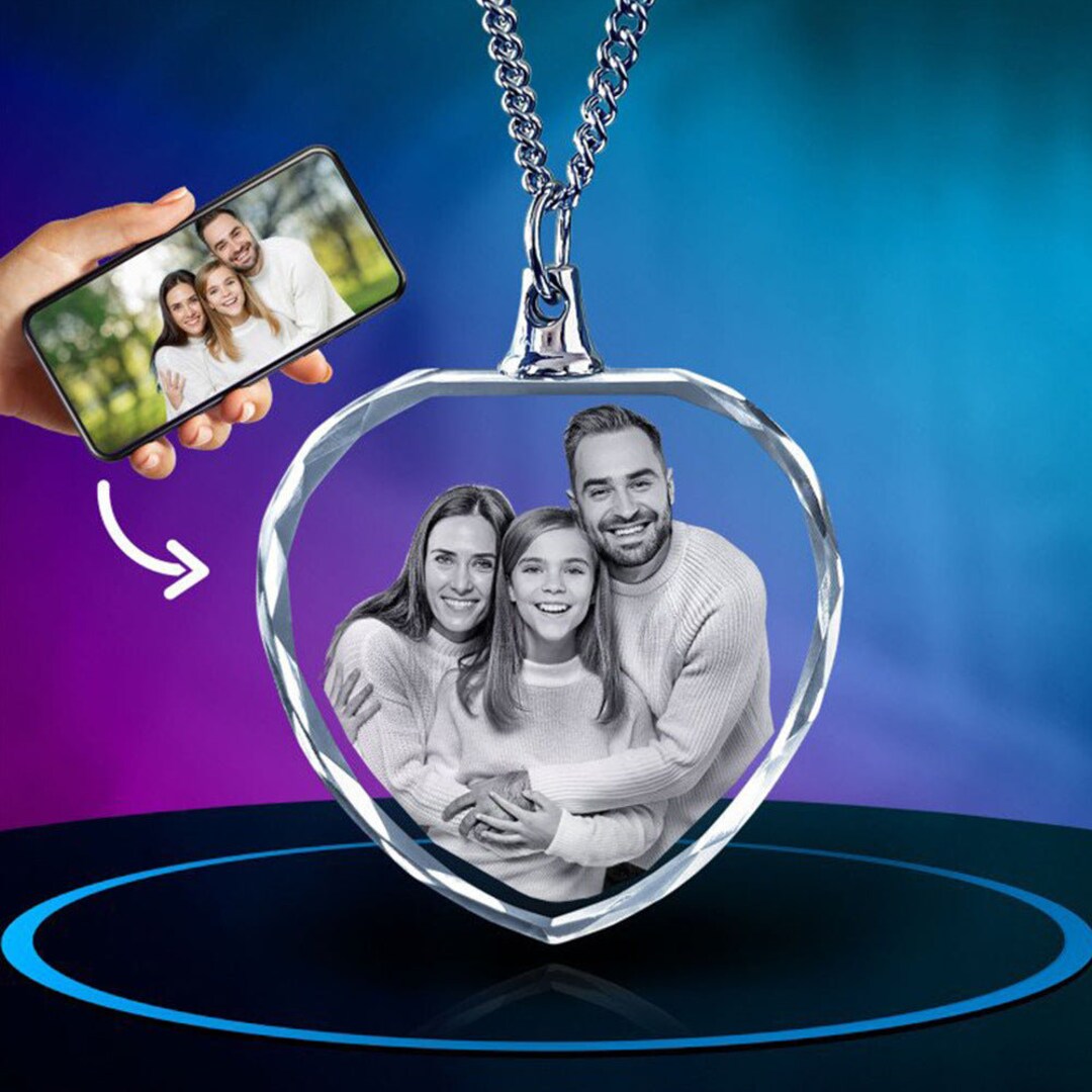 Personalized 2D Photo Crystal Necklace - Etsy