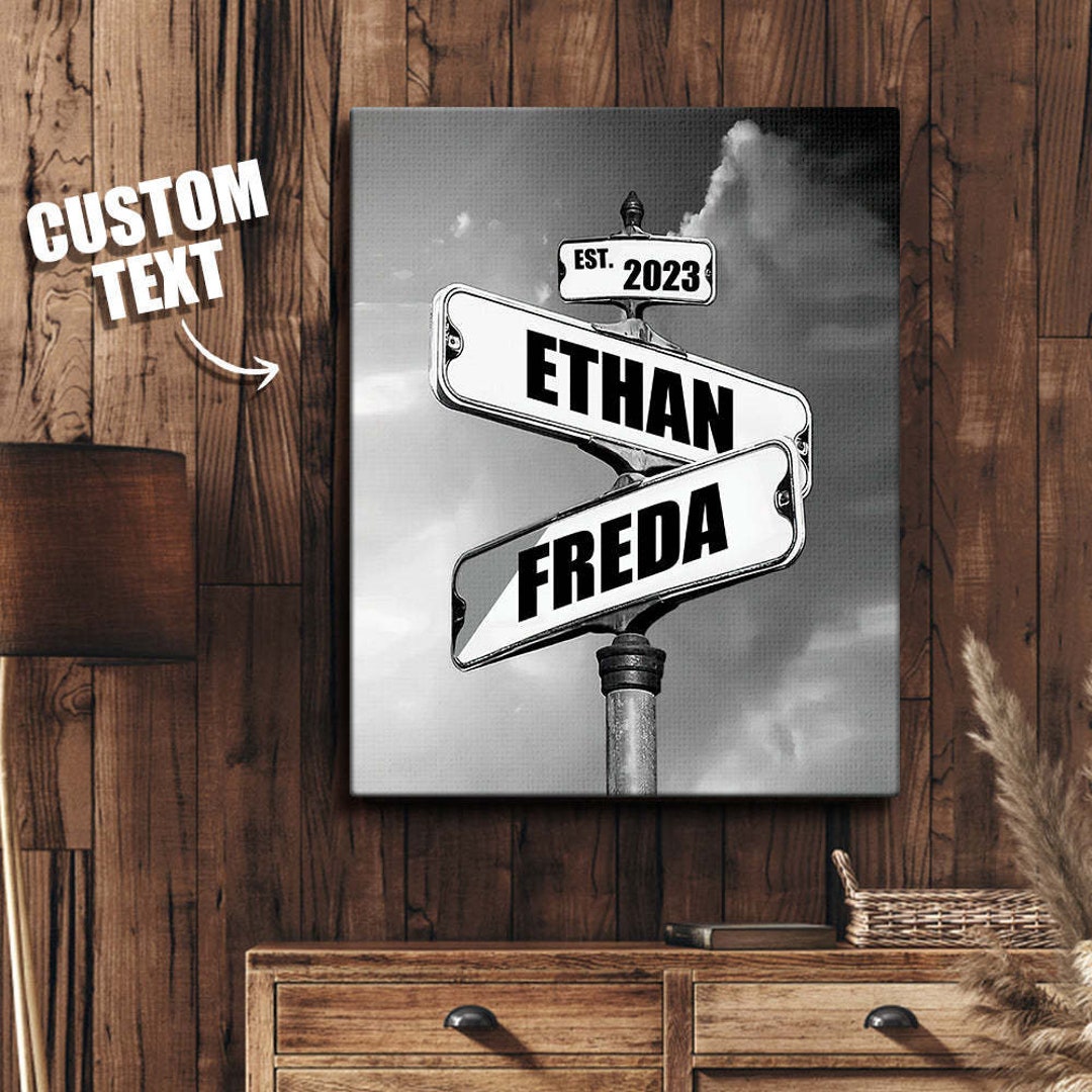 Vintage Crossroad Street Sign Canvas – Personalized Anniversary Gift ...