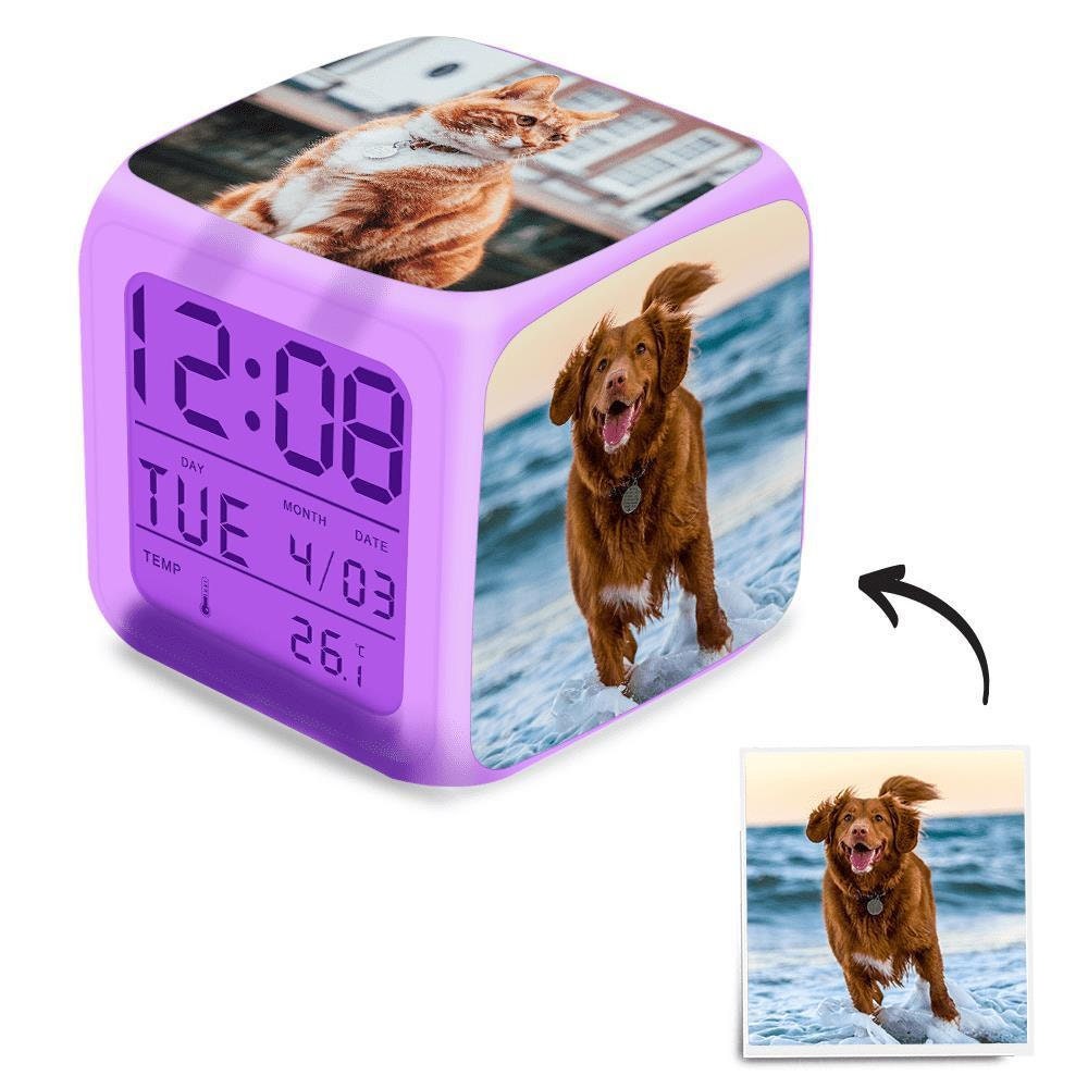 Personalized Colorful Lights Multi-photo Alarm Clock for Bedroom - Etsy