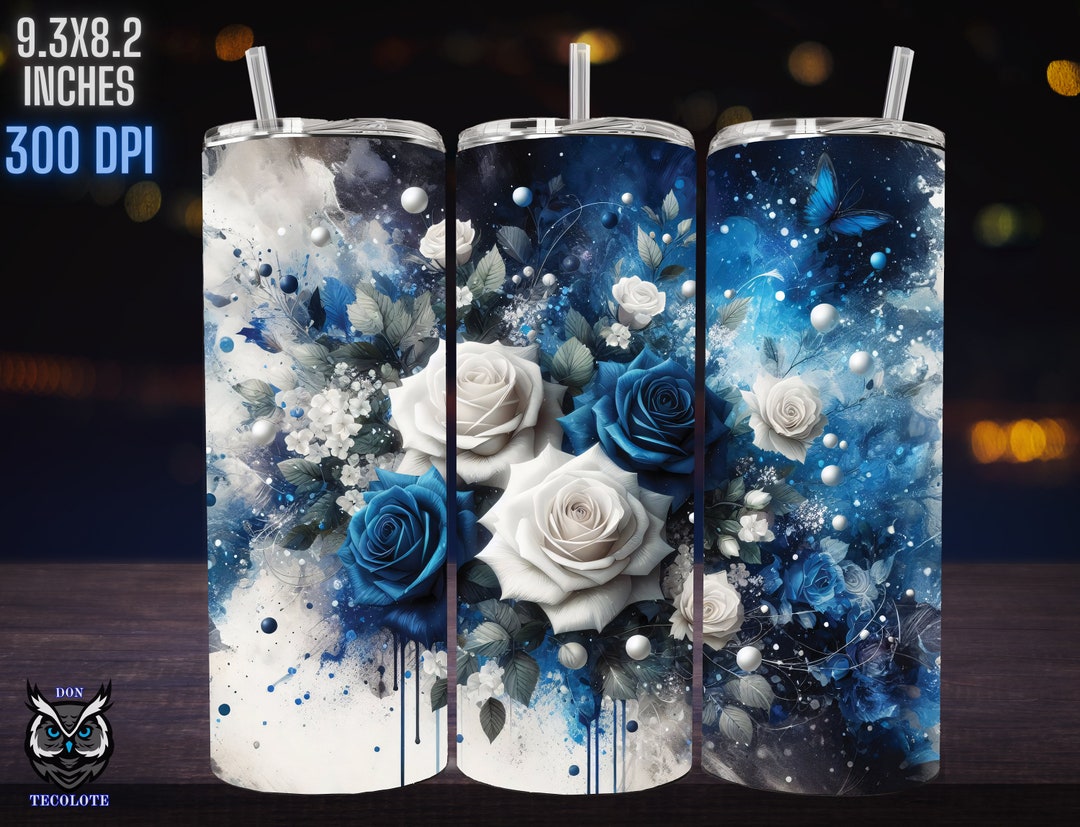 Paint Splatter Roses 3D 20oz Skinny Tumbler Sublimation Design Digital ...