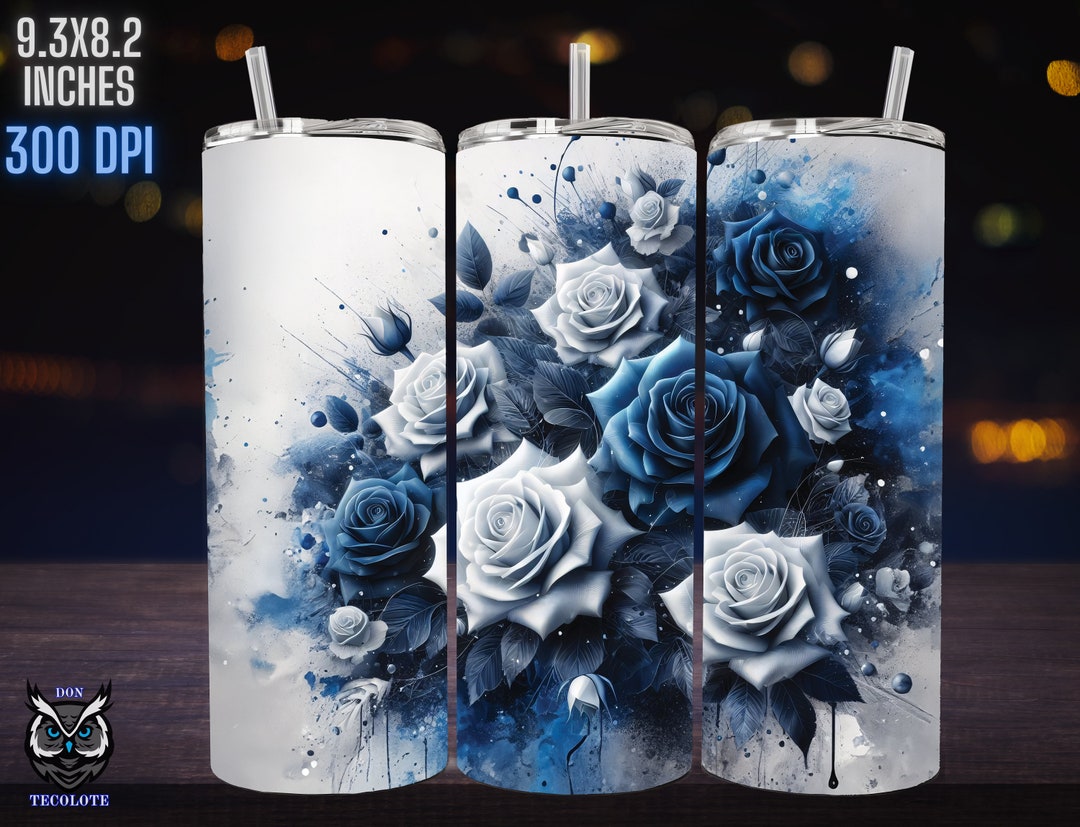 Paint Splatter Roses 3D 20oz Skinny Tumbler Sublimation Design Digital ...