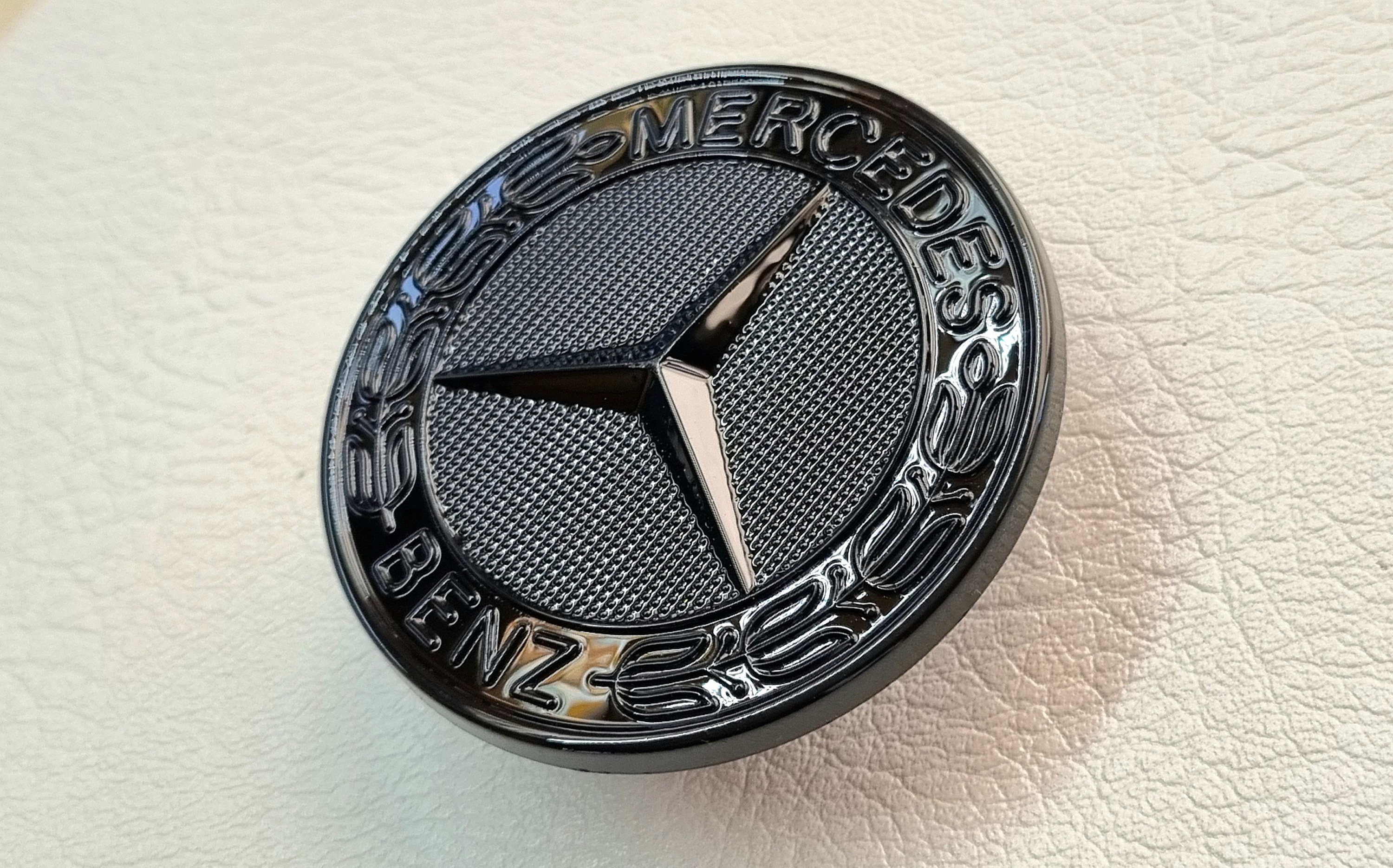 Mercedes Hood Badge Black Logo Bonnet Emblem 5.7 Cm C E S Class Car ...