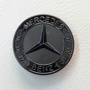 Mercedes Hood Badge Black Logo Bonnet Emblem 5.7 Cm C E S Class Car ...
