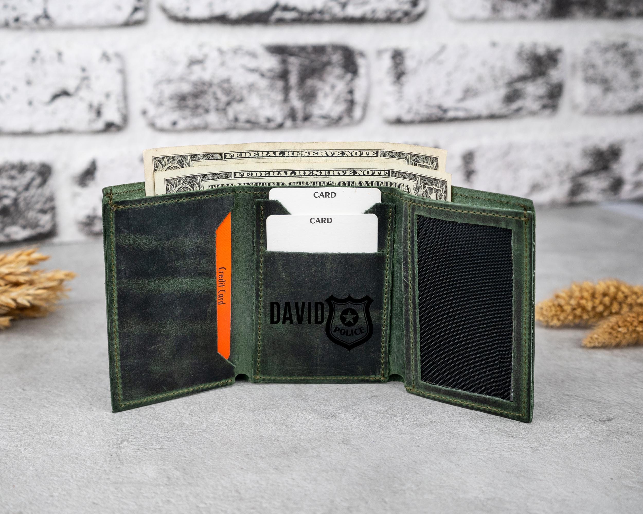 Police Person Leather Tri-fold Wallet, Fathers Day Gift, Gift for Dad ...
